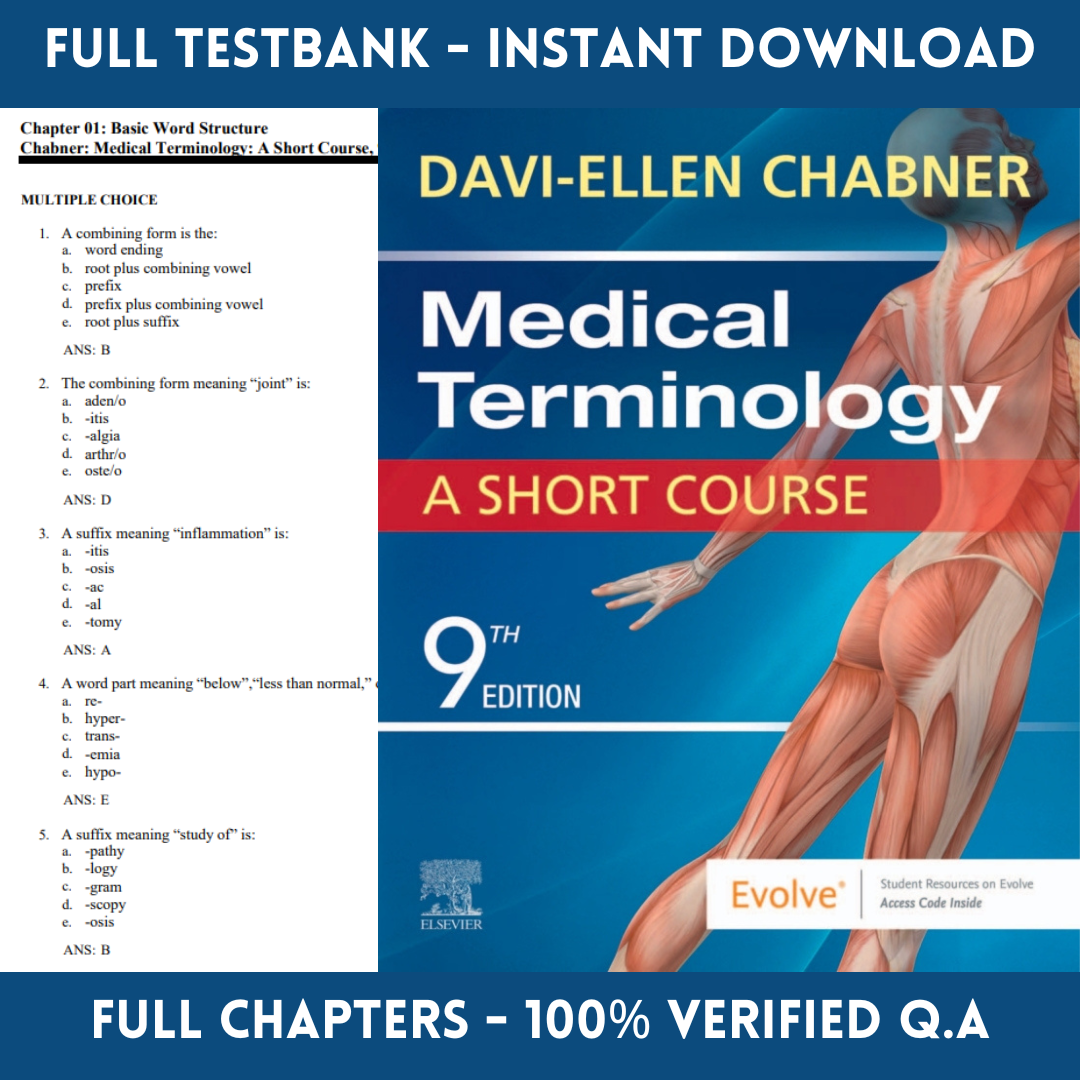 Test Bank For Medical Terminology A Short Course 9th Edition Inspire