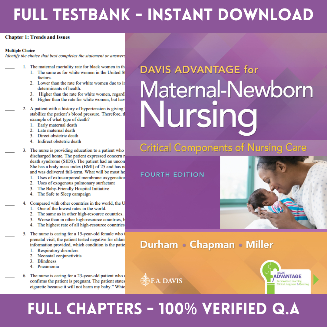 Test Bank For Davis Advantage for Maternal-Newborn Nursing C | Inspire ...