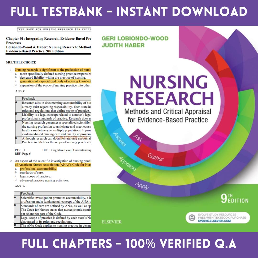 Test Bank For Nursing Research Methods and Critical Appraisa | Inspire ...