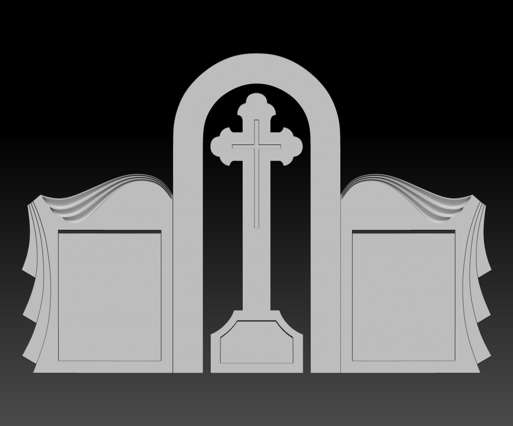 3D STL Model Tombstone Tombstone with arch for two for CNC R - Inspire ...
