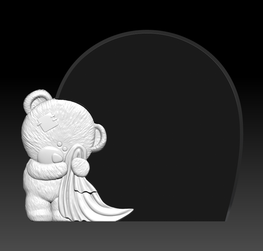 3D Model STL file Tombstone with a bear cub for CNC Router | Inspire Uplift