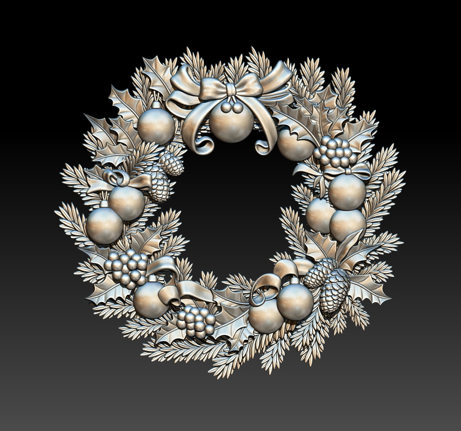 3D Model STL file Bas-relief Christmas wreath for CNC Router | Inspire ...