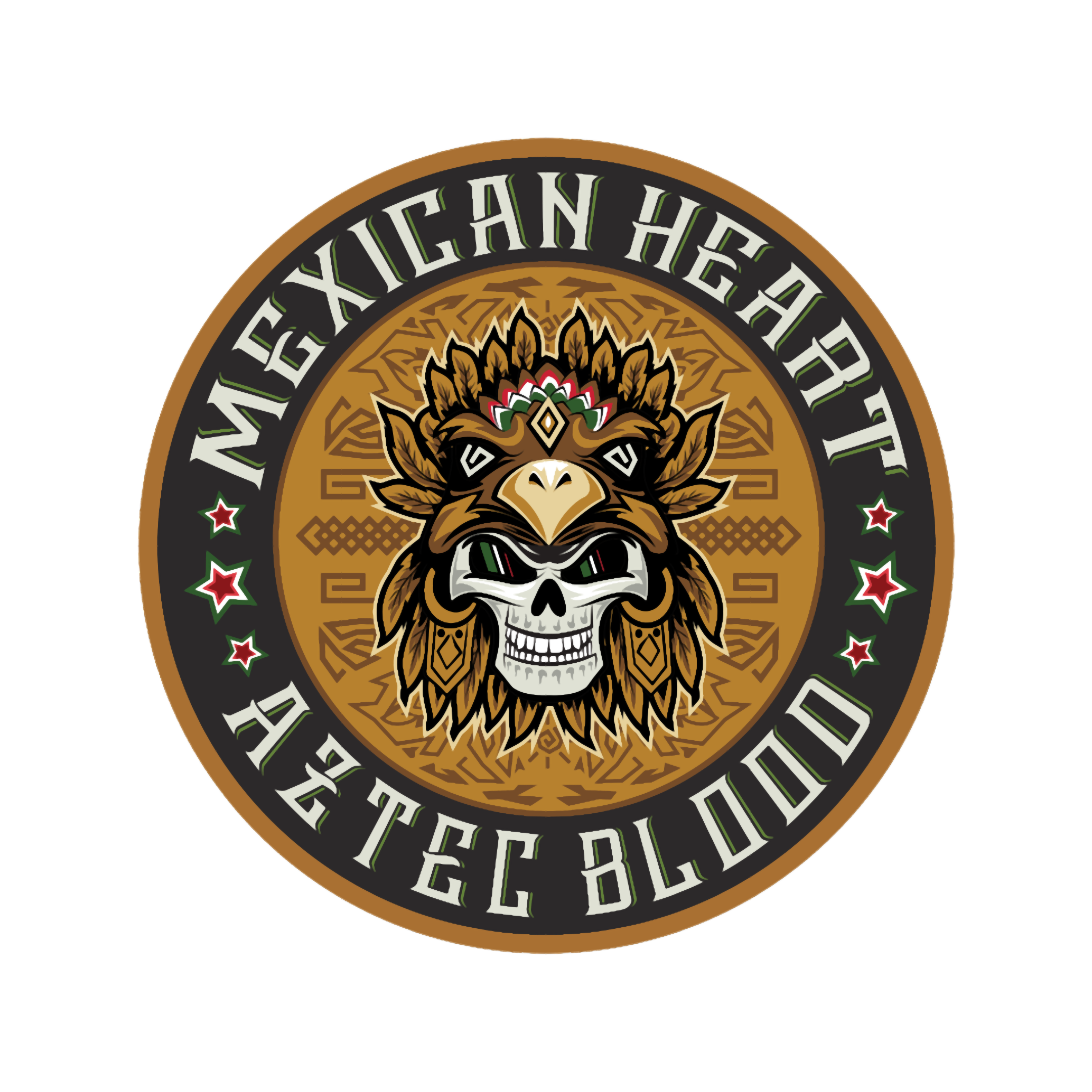Mexican Heart, Aztec Blood Skull Emblem | Inspire Uplift