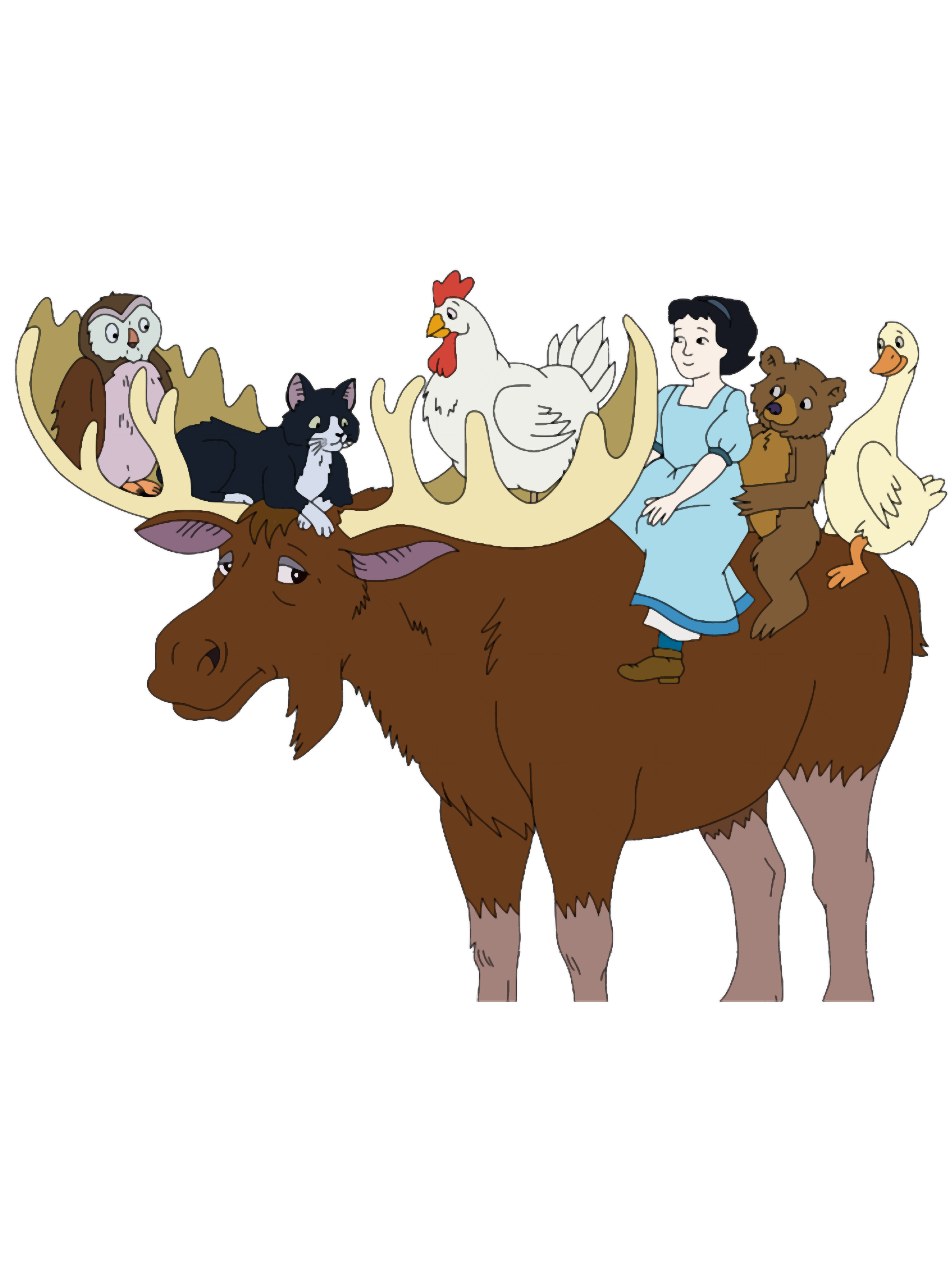 Little Bear and Friends on a Moose Art | Inspire Uplift