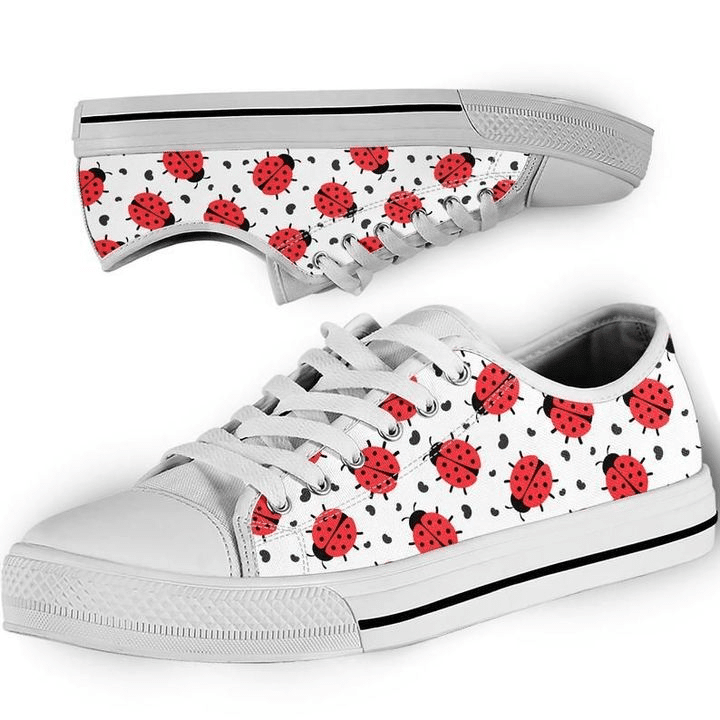 Ladybug Pattern Low Top Shoe White Red | Inspire Uplift