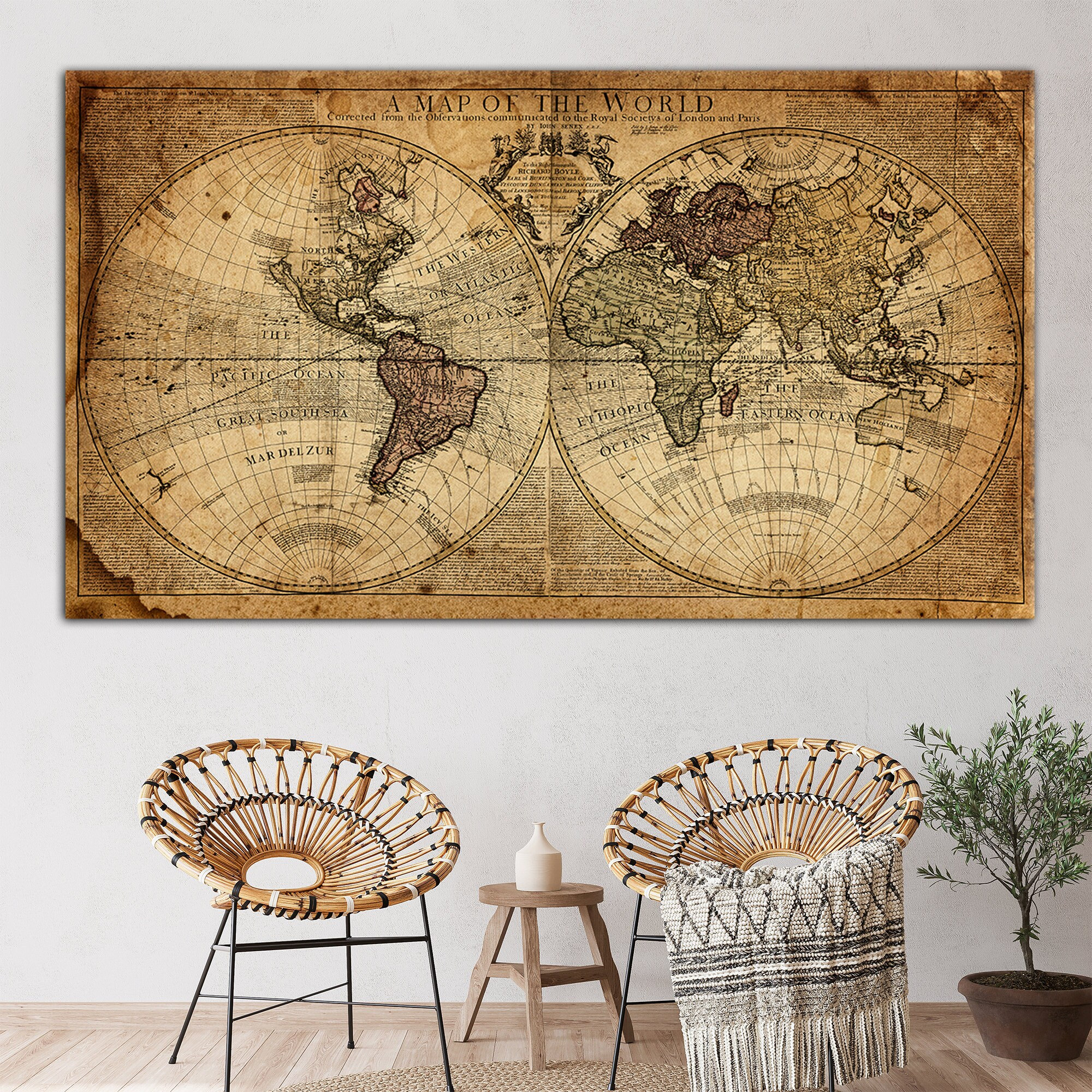 Vintage World Map Canvas Art, Old World Map, Old World Map A | Inspire ...
