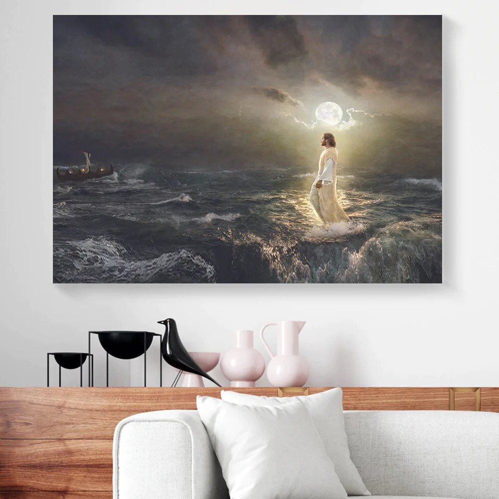 Watching Over Jesus On Water Jesus Christ Wall Art Canvas Pi | Inspire ...