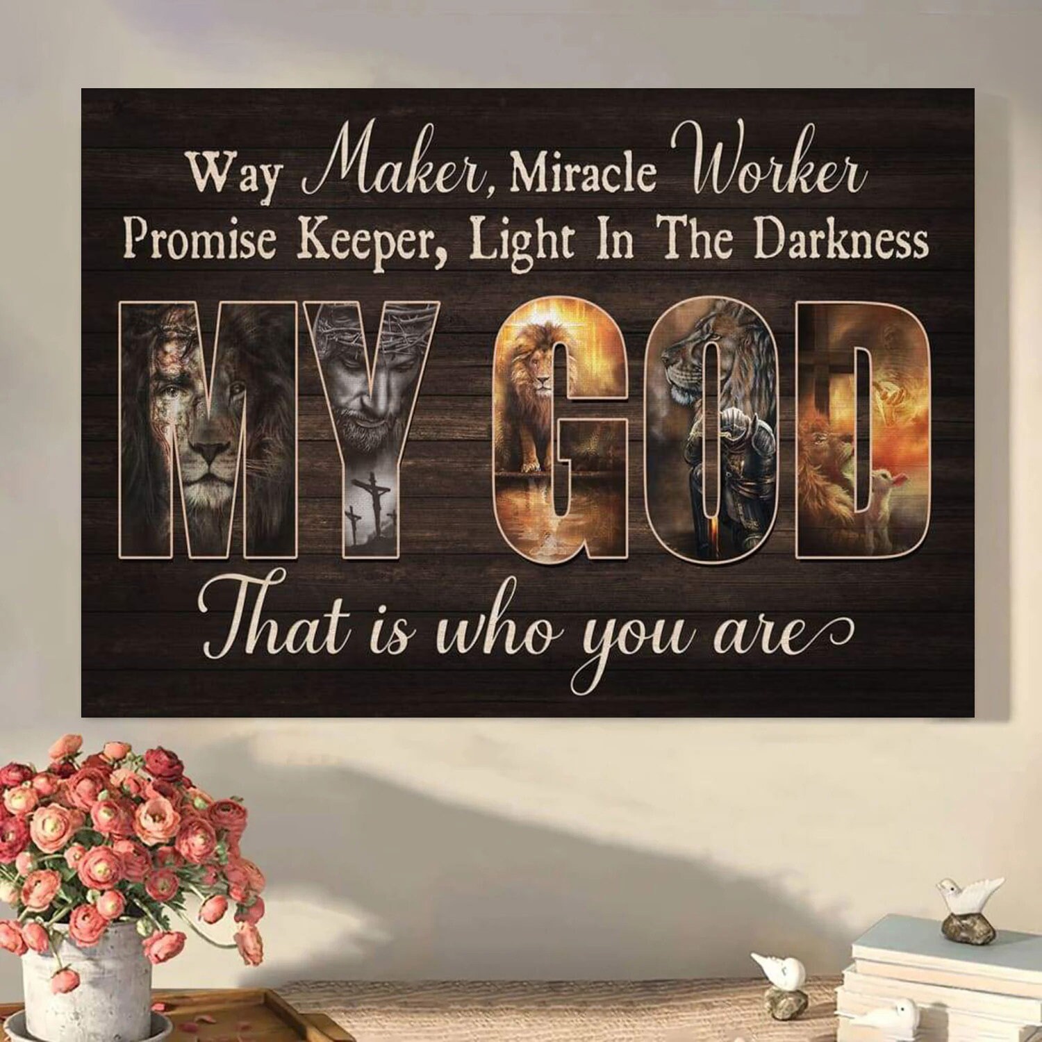 Way Maker Miracle Worker Jesus Lion of Judah Canvas Wall Art | Inspire ...