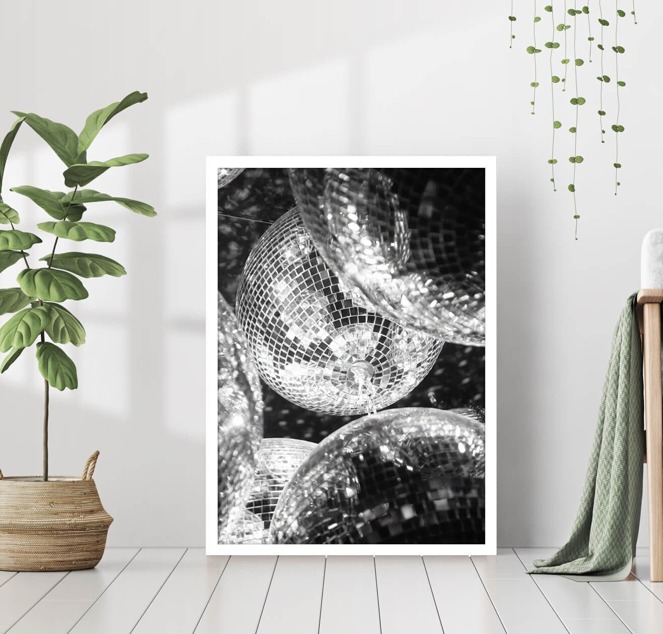Disco Balls Shining Sparkling Print Black & White Retro Vint | Inspire ...