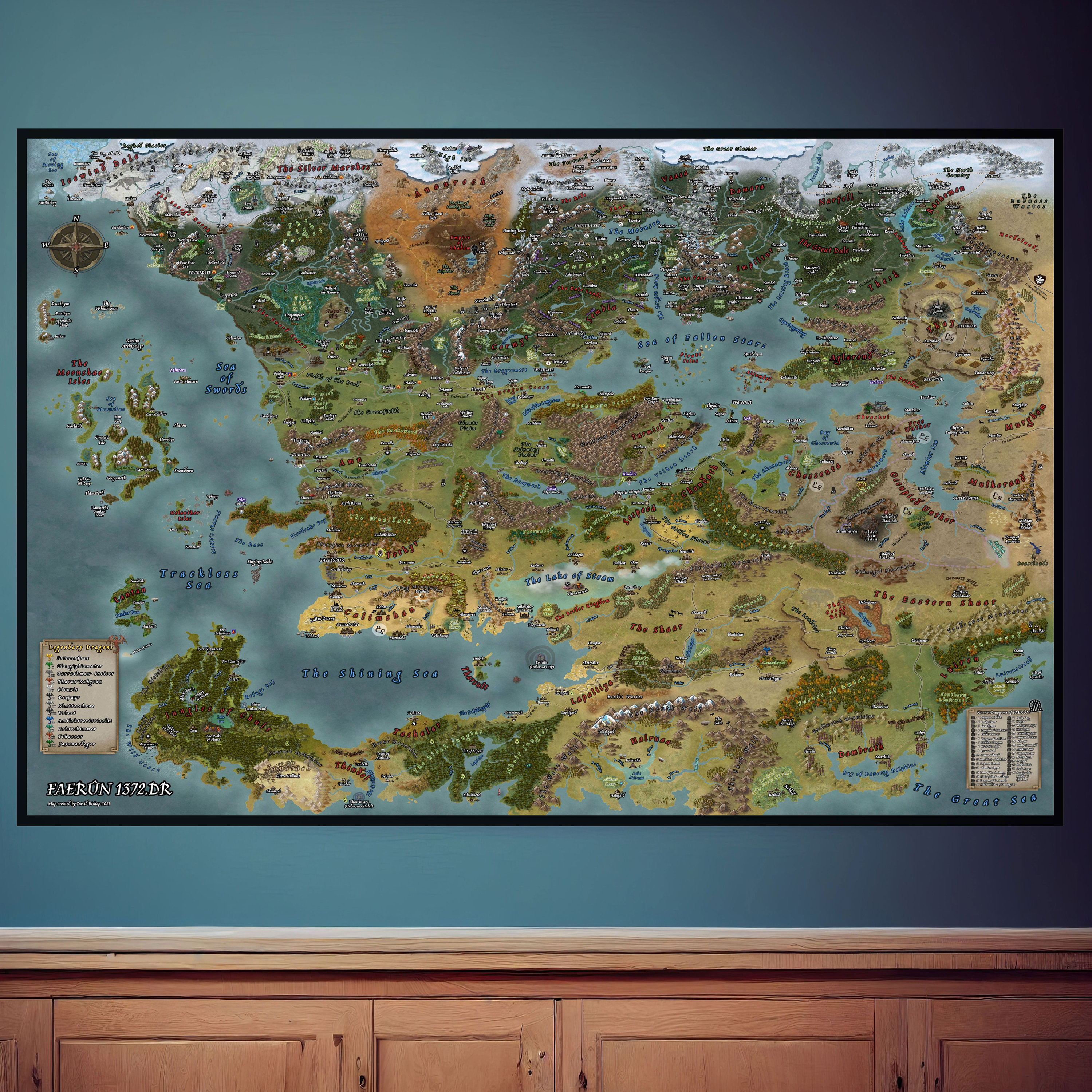 Dungeons and Dragons Forgotten Realms Faerun Map Poster, Can | Inspire ...