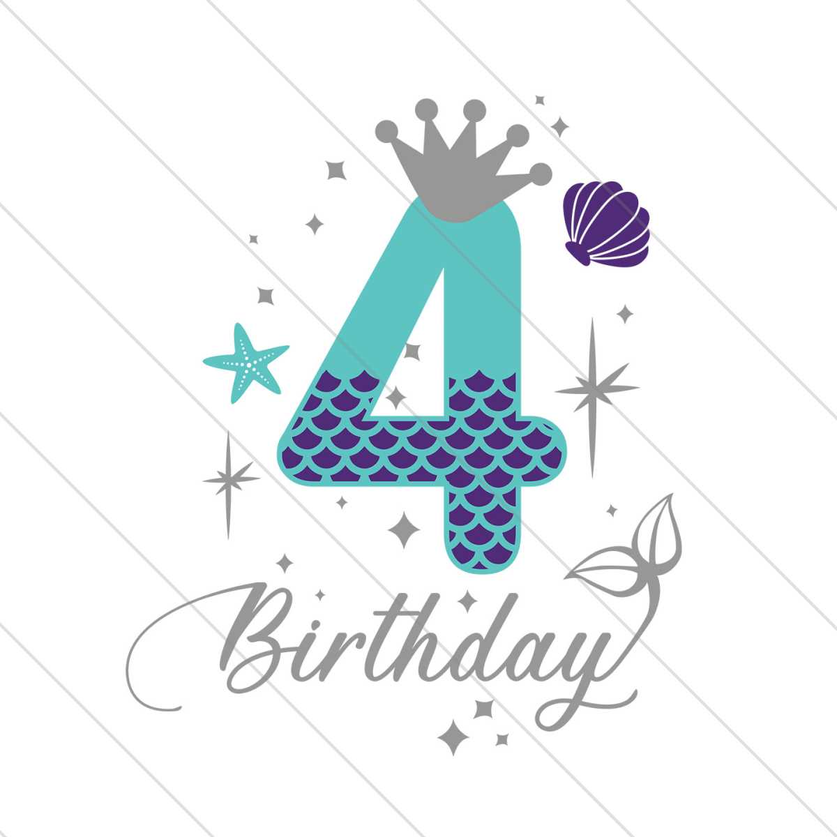 4th Birthday Mermaid Svg, Birthday Svg, Happy Birthday Svg, | Inspire ...