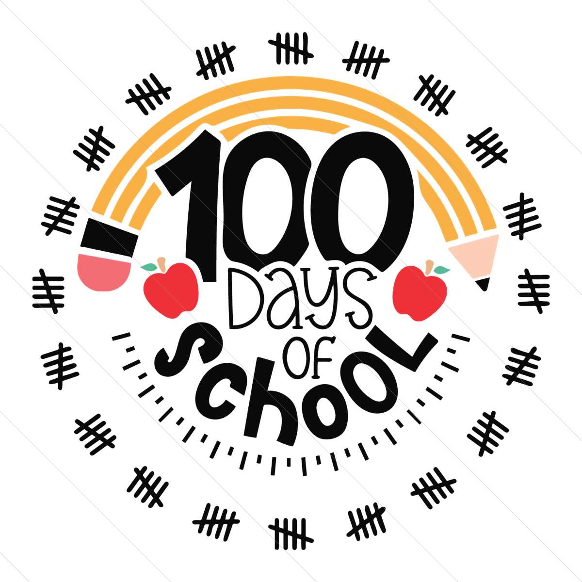 Retro Pencil 100 Days of School SVG Instant Download | Inspire Uplift