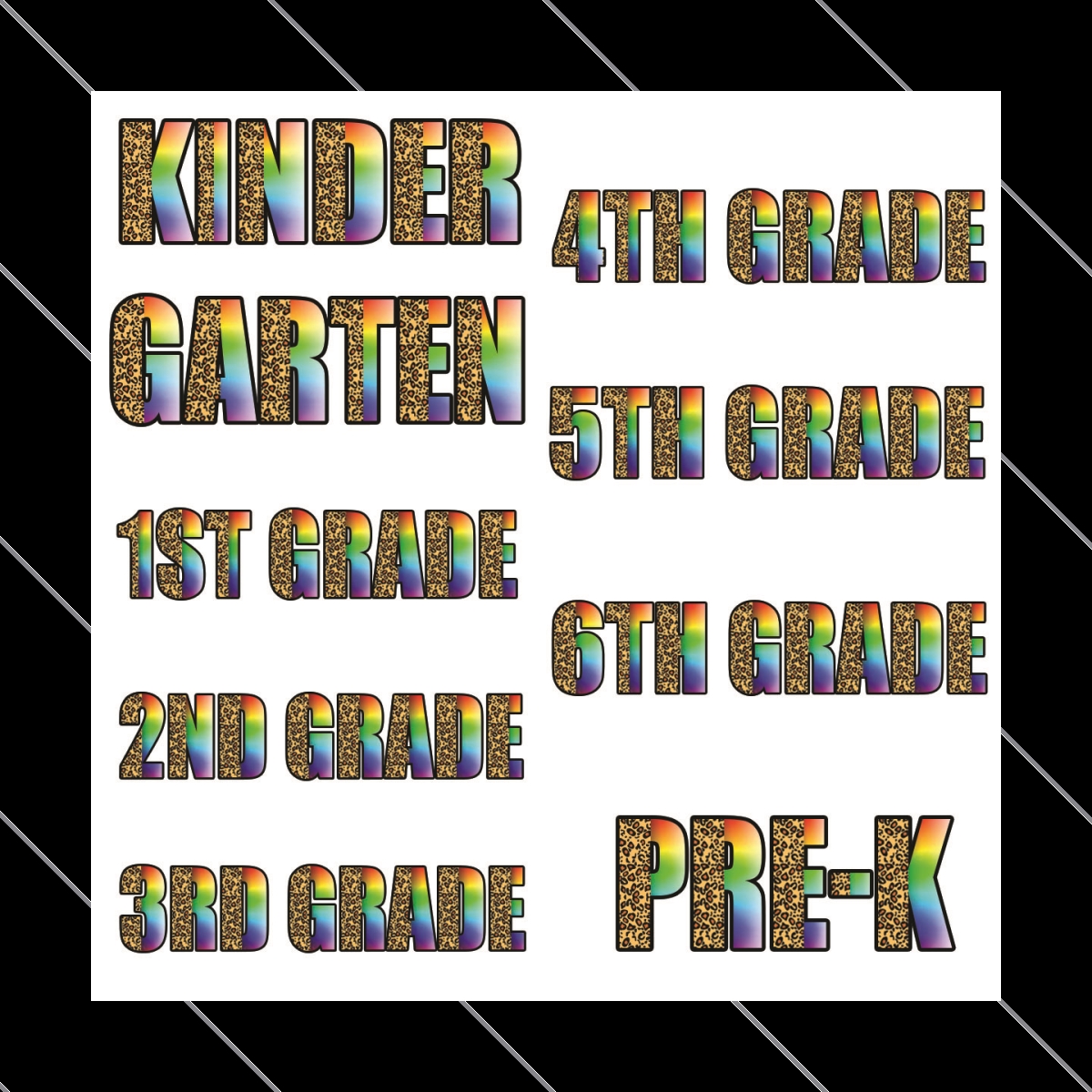 Back To School Leopard Print Rainbow Png Bundle | Inspire Uplift