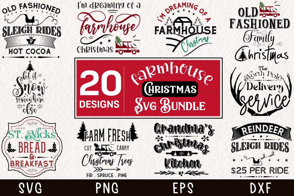20 Designs Christmas Farmhouse Svg Bundle, Farmhouse Decor | Inspire Uplift