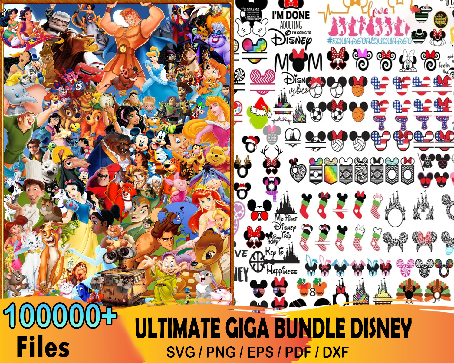 100000 Ultimate Disney Svg Bundle, Mickey Svg, Princess Svg | Inspire ...