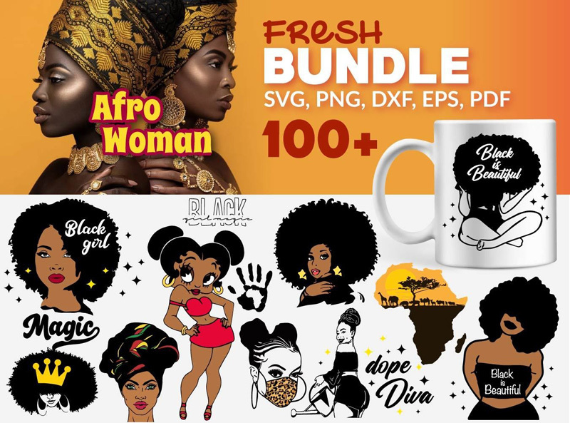 Black Woman Outline Svg | Inspire Uplift