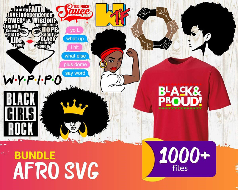1000 Bundle Afro Svg, Black Girl Svg, Afro Woman Svg | Inspire Uplift