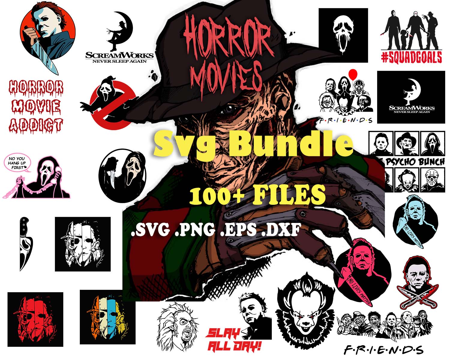 100 Files Horror Movies Svg File Digital | Inspire Uplift