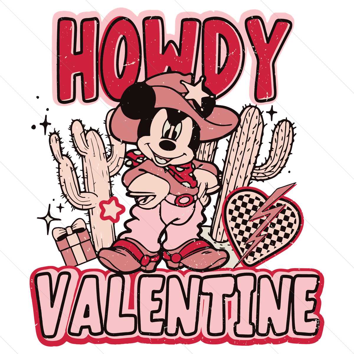 Cowboy Mouse Cartoon Howdy Valentine SVG File Cut - Inspire Uplift