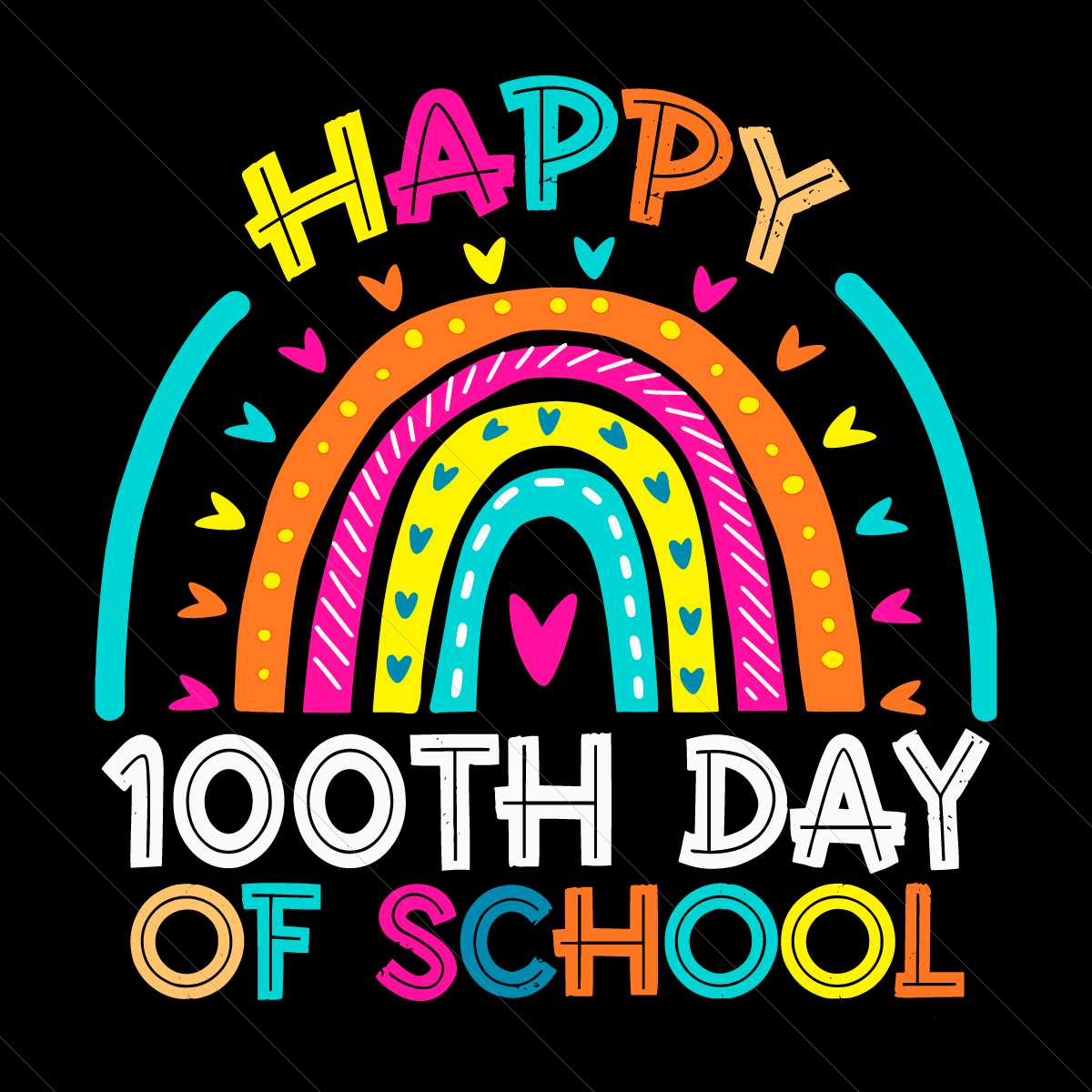 Happy 100th Days Of School Rainbow SVG Instant Download | Inspire Uplift