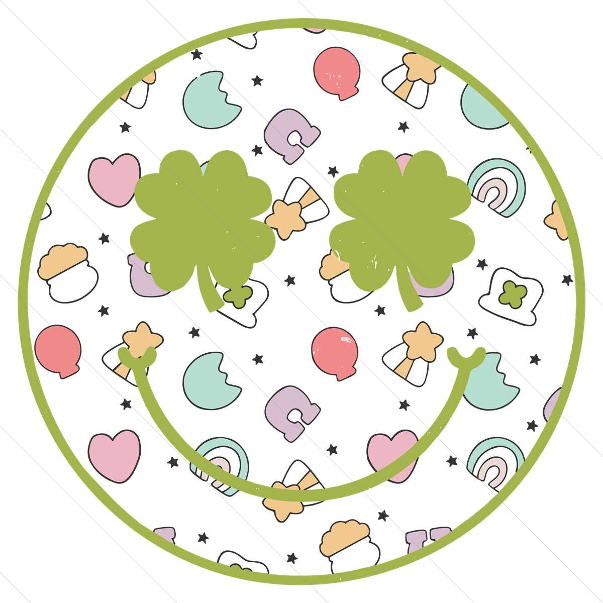 Cute Lucky Charm Smiley Face SVG File Digital - Inspire Uplift