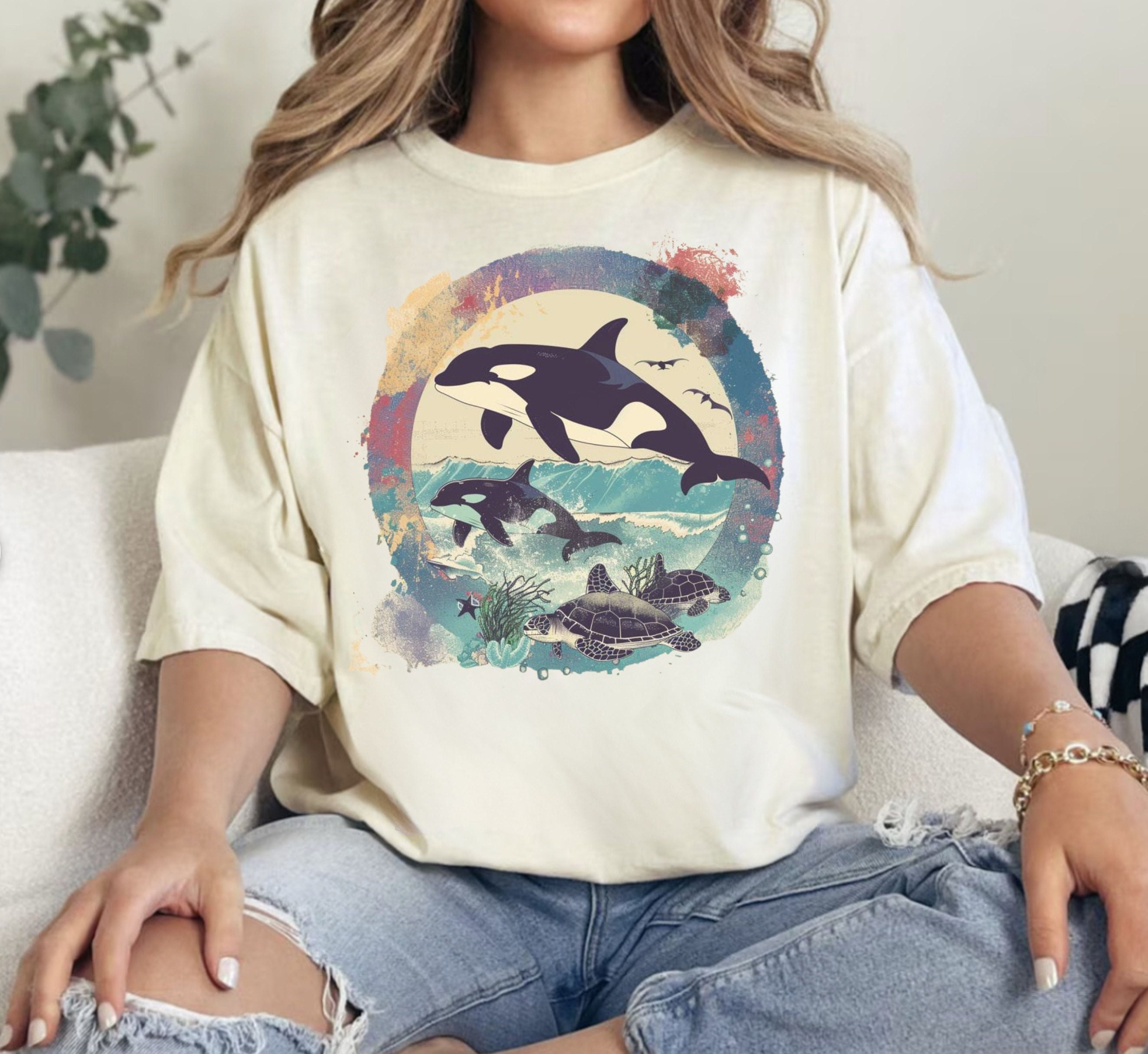 Vintage Orca Whale Tshirt,Retro Ocean Conservation Environme | Inspire ...
