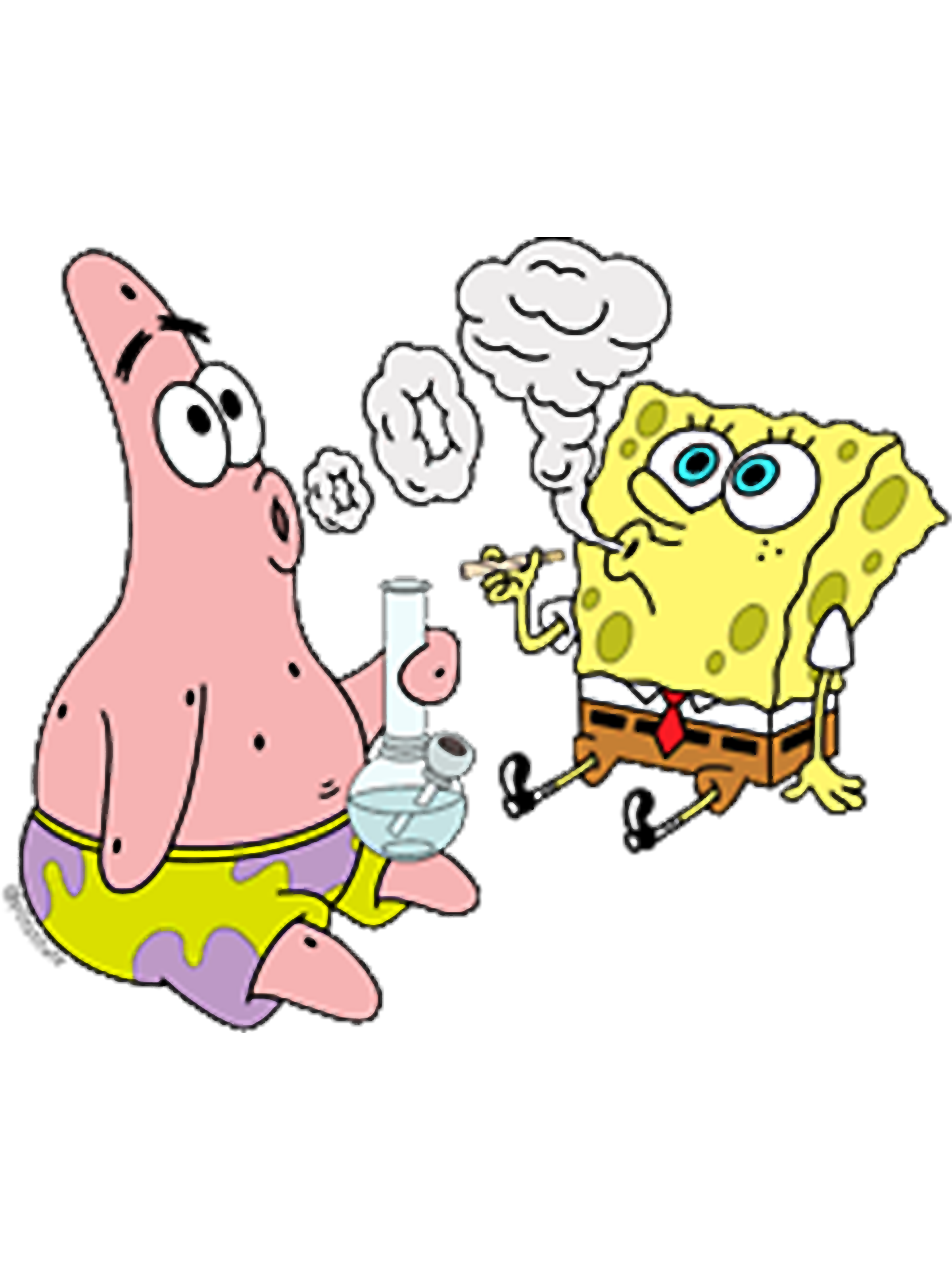 Spongebob and Patrick Smoking Weed Cannabis Cartoon Art - Inspire Uplift