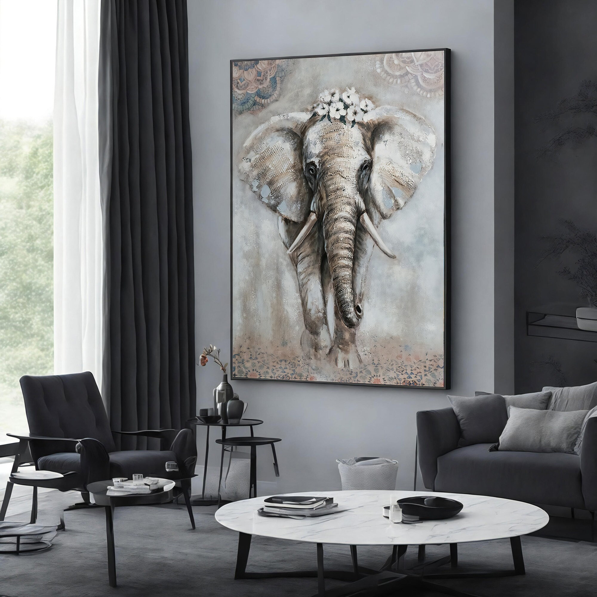 African Elephant Canvas Painting, Elephant Canvas Print, Ele | Inspire ...