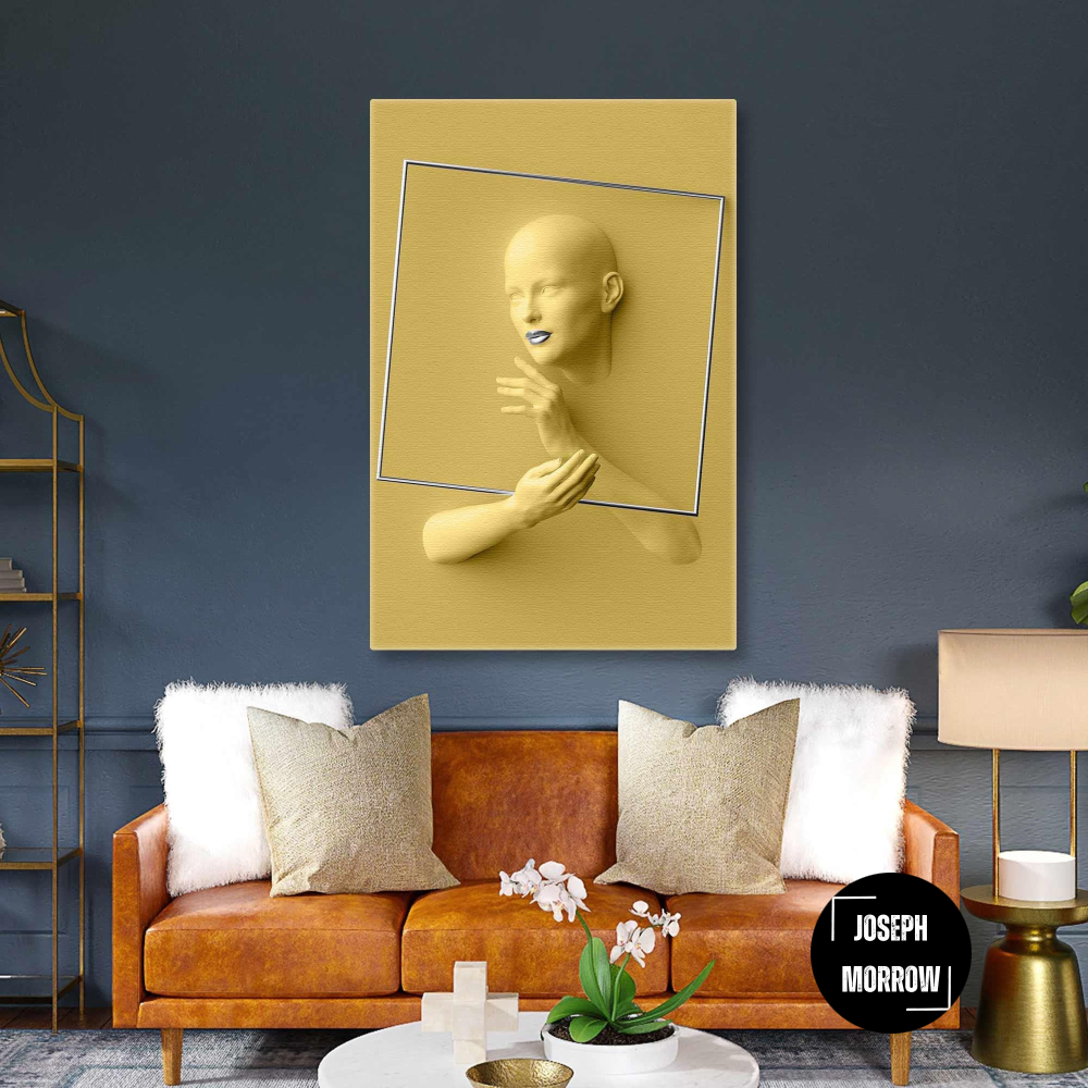 Luxury Wall Art, Silver Square Canvas Art, Yellow Wall Decor | Inspire ...