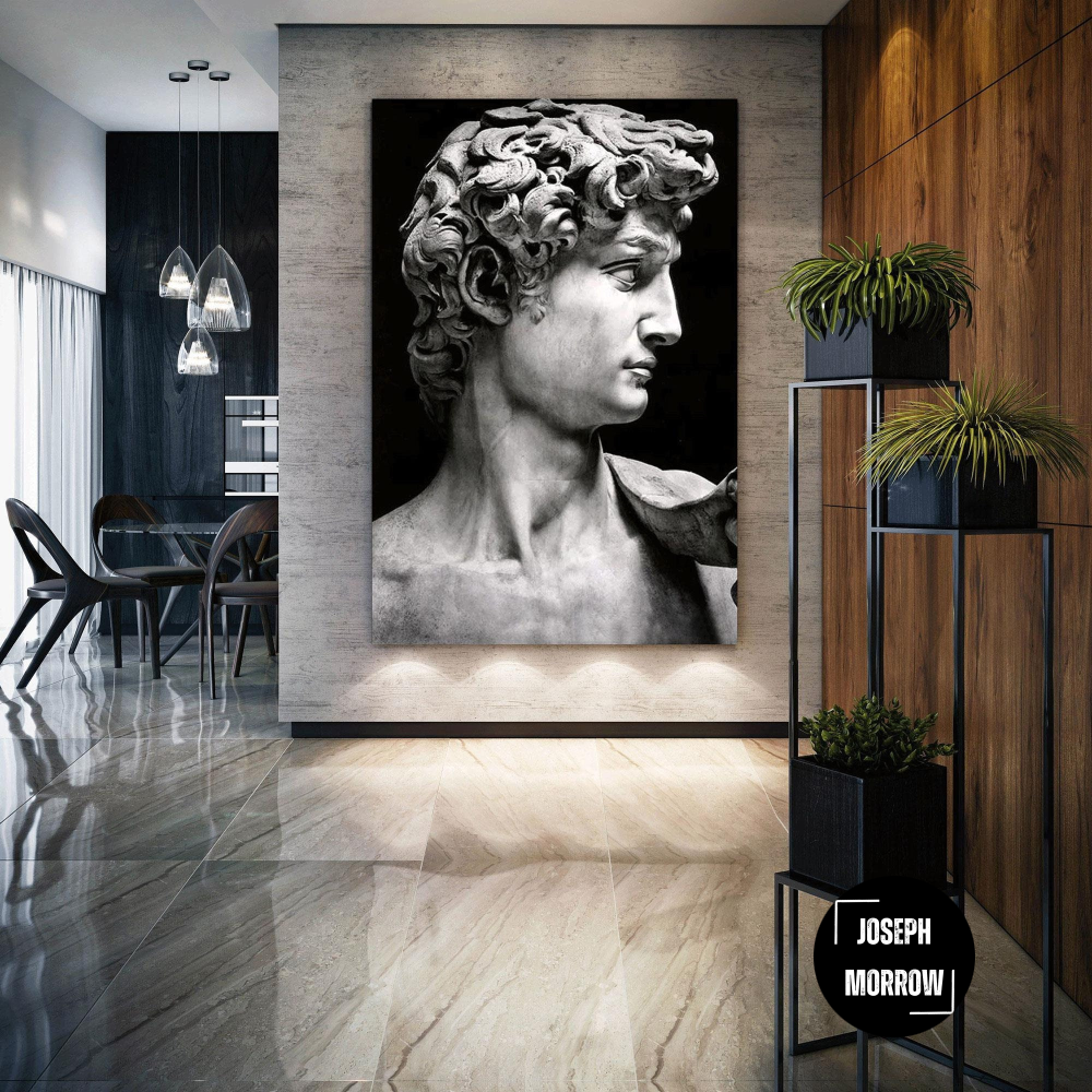 Michelangelo Wall Art, Statue Of David Head, Modern Room Wal - Inspire ...