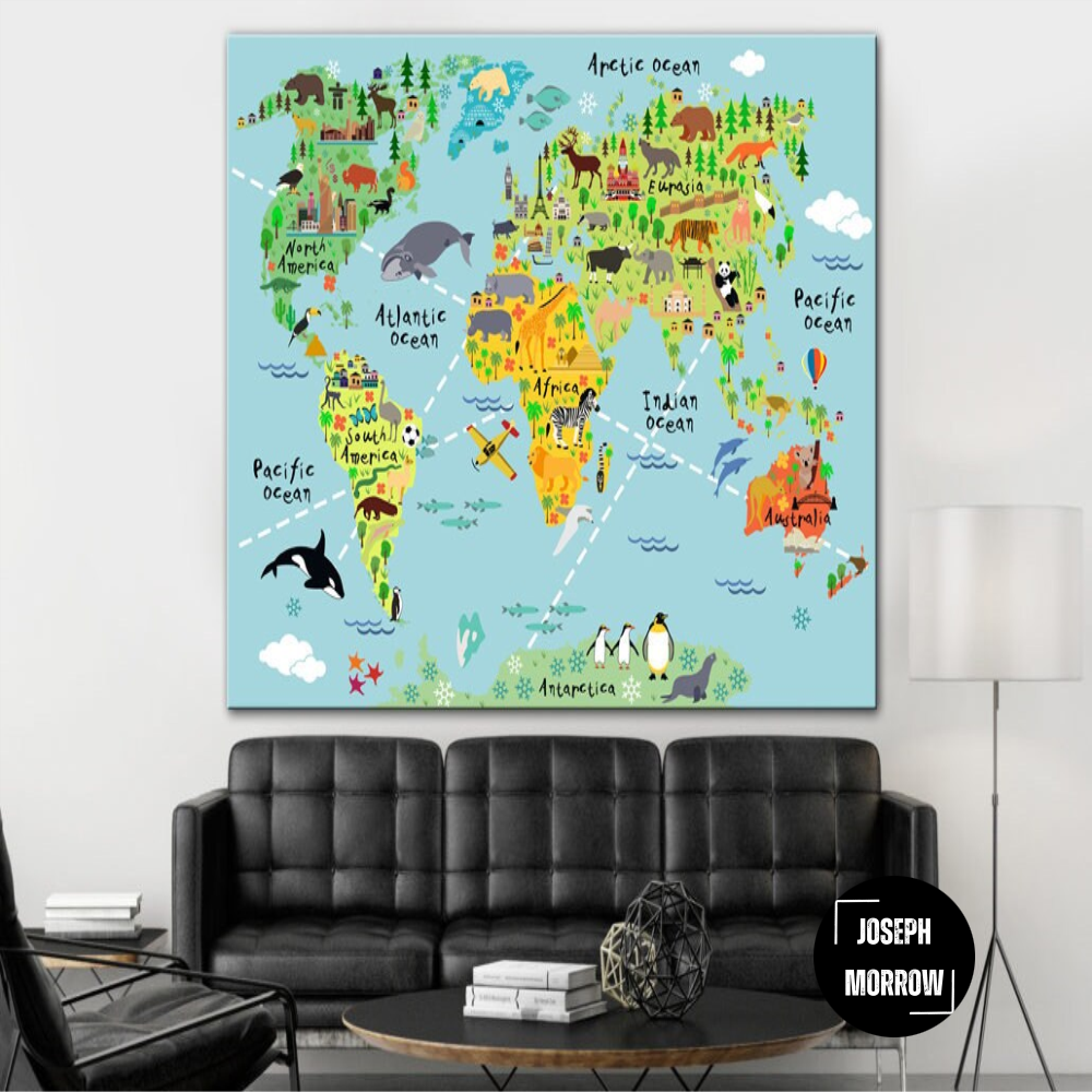 Extra Large Colorful Kids Push Pin World Map Kids Wall Art P | Inspire ...