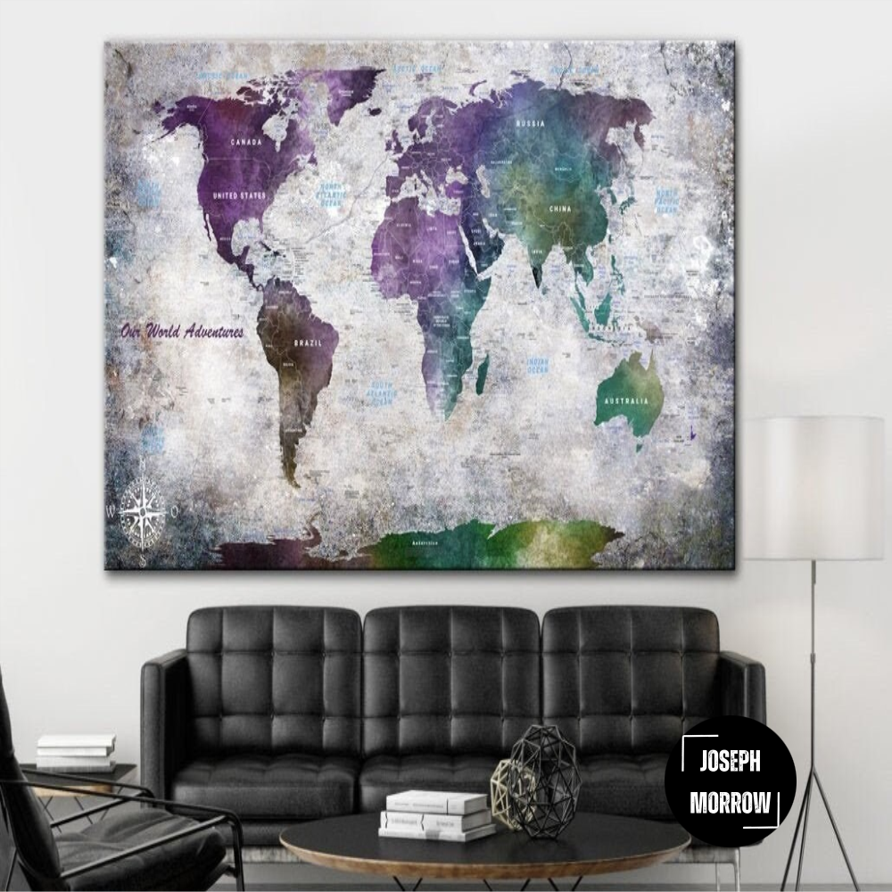 Large World Map Original Colorful Traveler Gift Creative Pur | Inspire ...