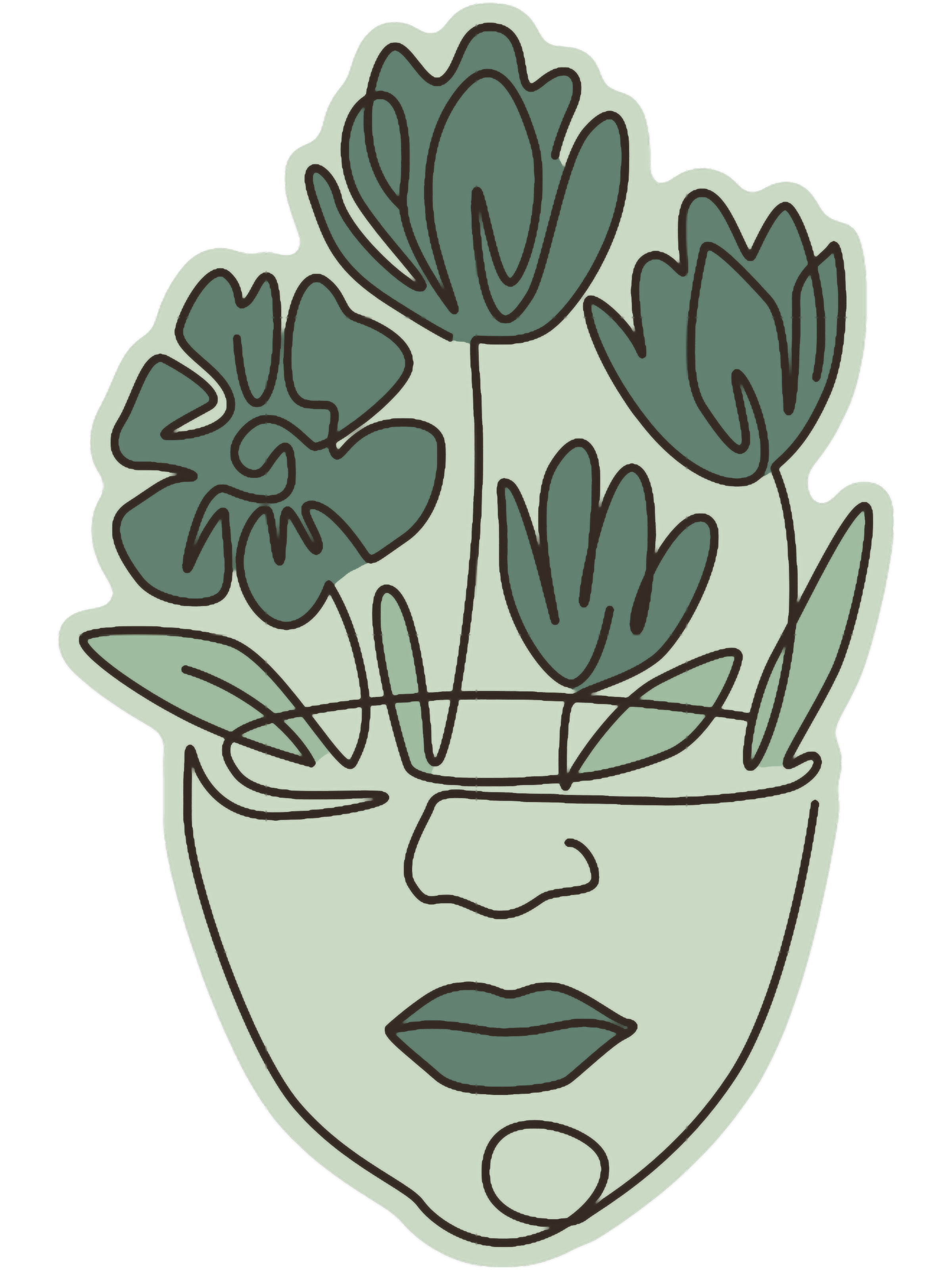 Sage green aesthetic line art | Inspire Uplift