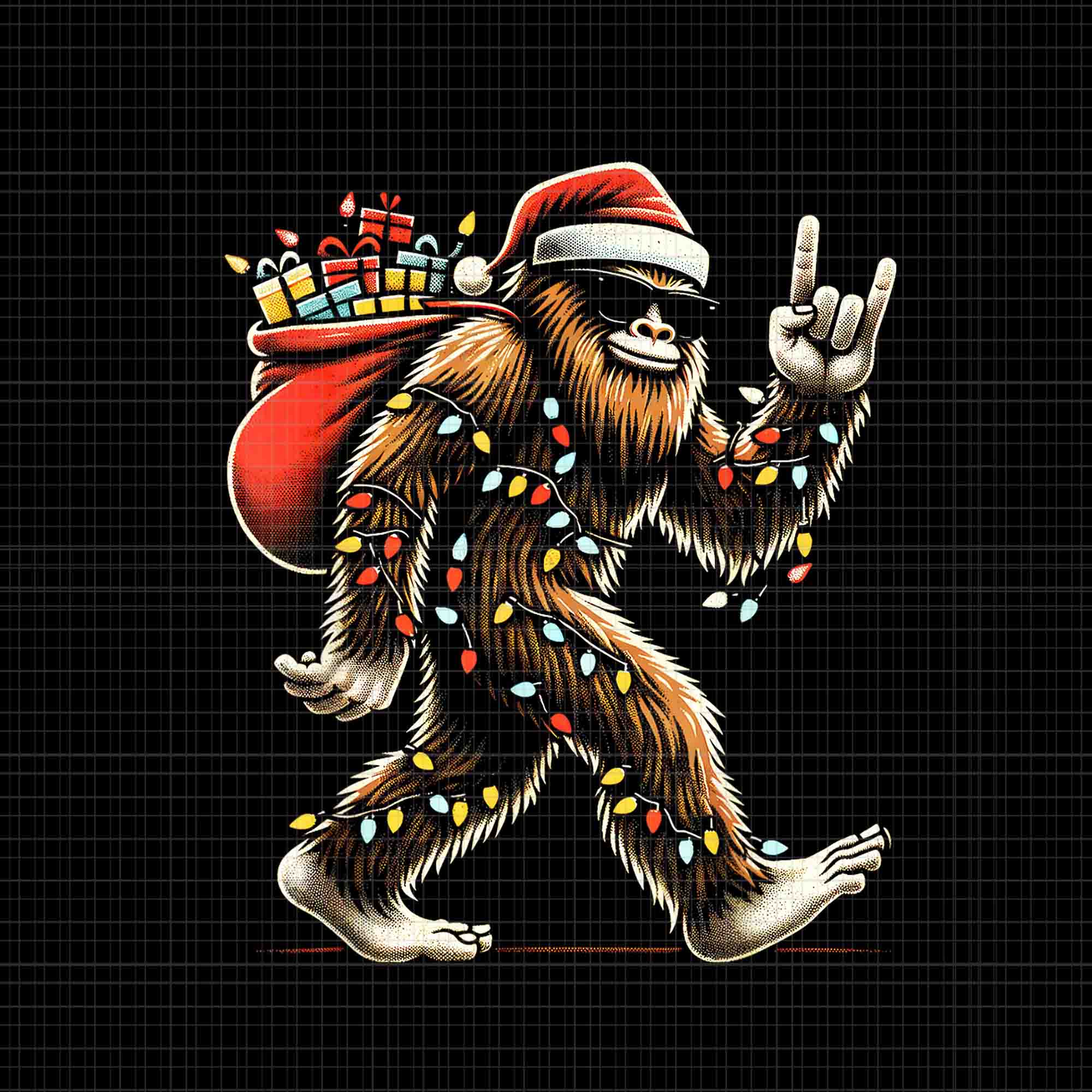 Santa Bigfoot Christmas Lights Funny Sasquatch Believe Png, | Inspire ...