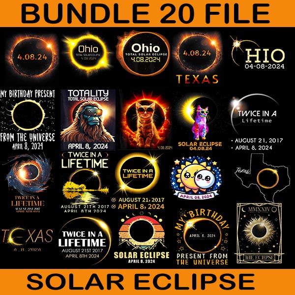 Bundle Total Solar Eclipse Png, Solar Eclipse 04 08 2024 | Inspire Uplift