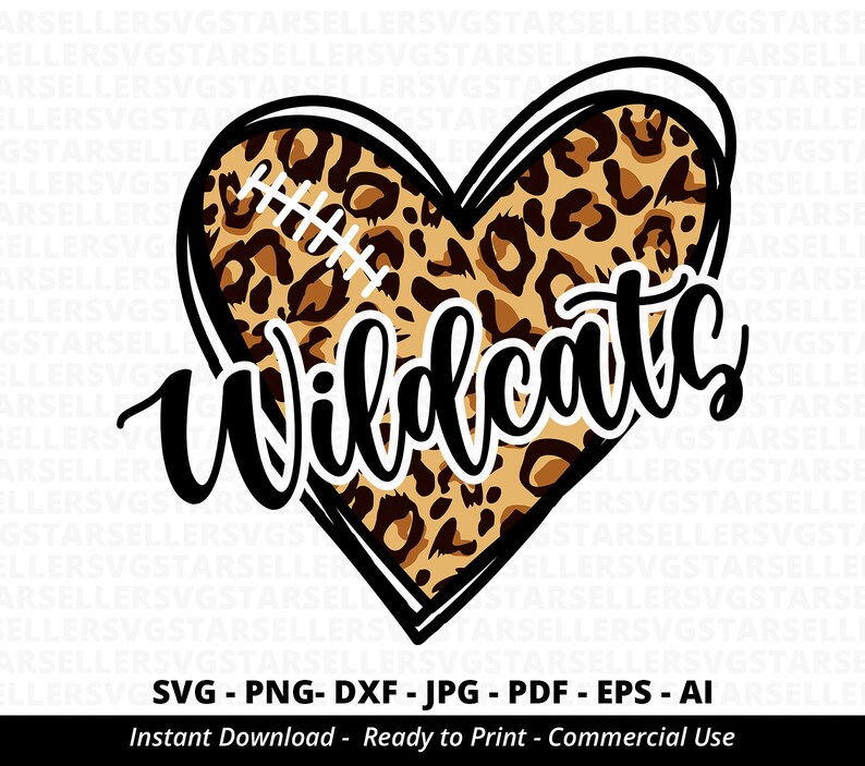 Wildcats Leopard Heart SVG,Wildcats Heart svg,Love Wildcats, | Inspire ...