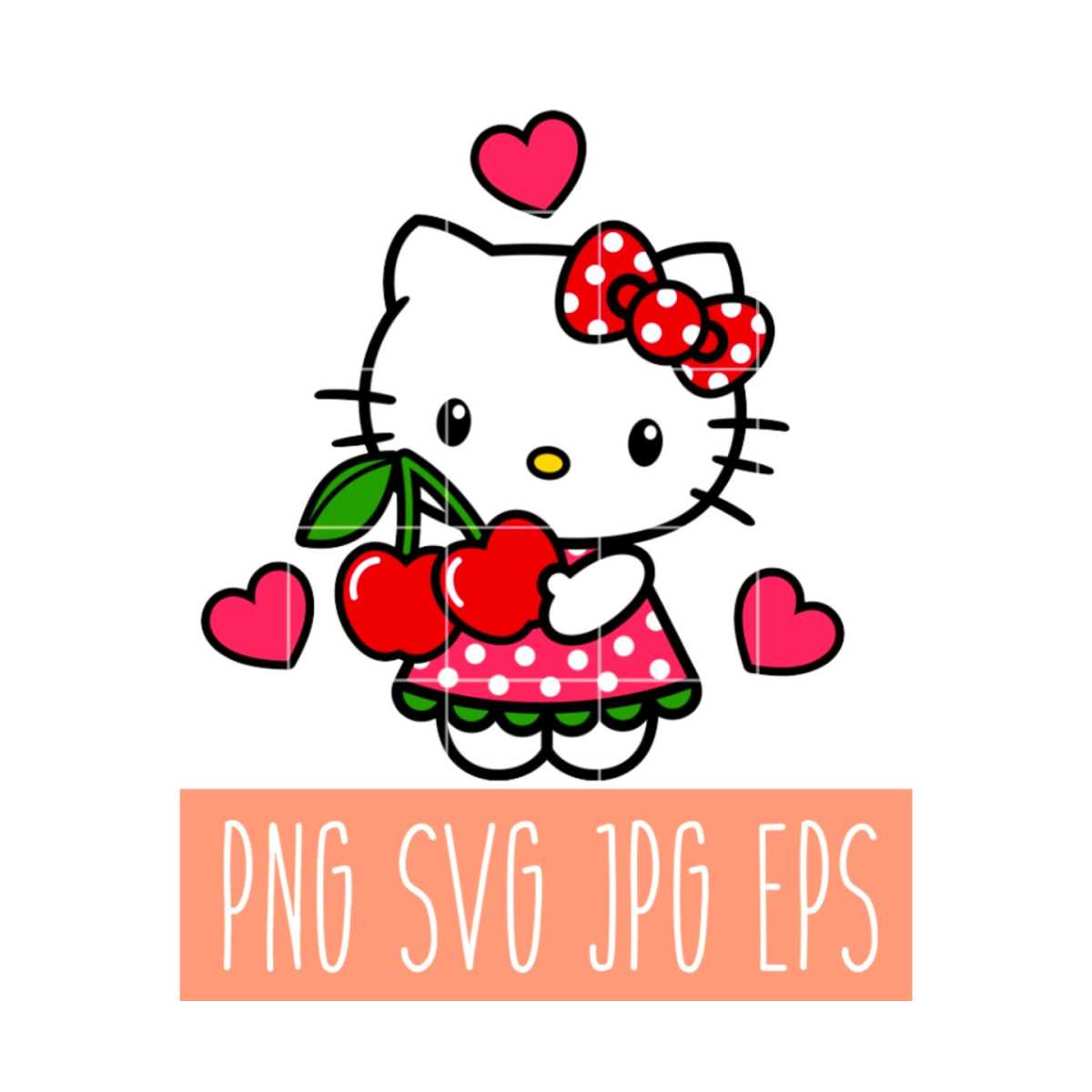 Cherry Kitty Svg, Hello Cherry Svg, Hello Kawaii Svg, Kawaii - Inspire ...