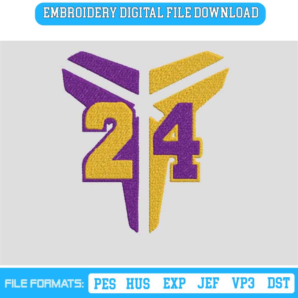 Kobe Bryant Embroidery Design, Kobe 24 Embroidery Design | Inspire Uplift