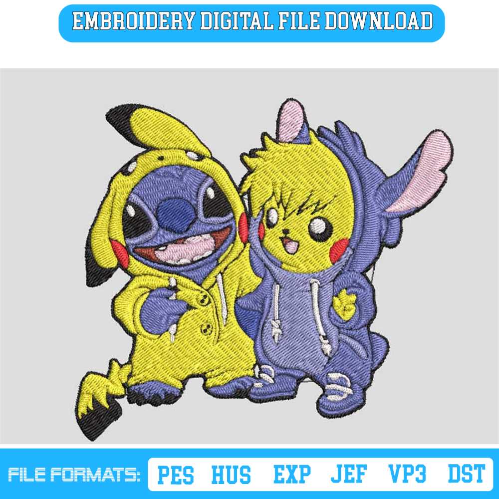 Pikachu And Stitch Embroidery Designs, Pikachu Embroidery De | Inspire ...