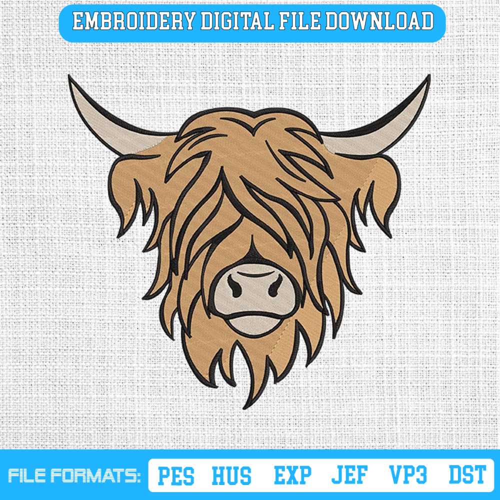 highland cow embroidery designs, cute cow embroidery pattern | Inspire ...