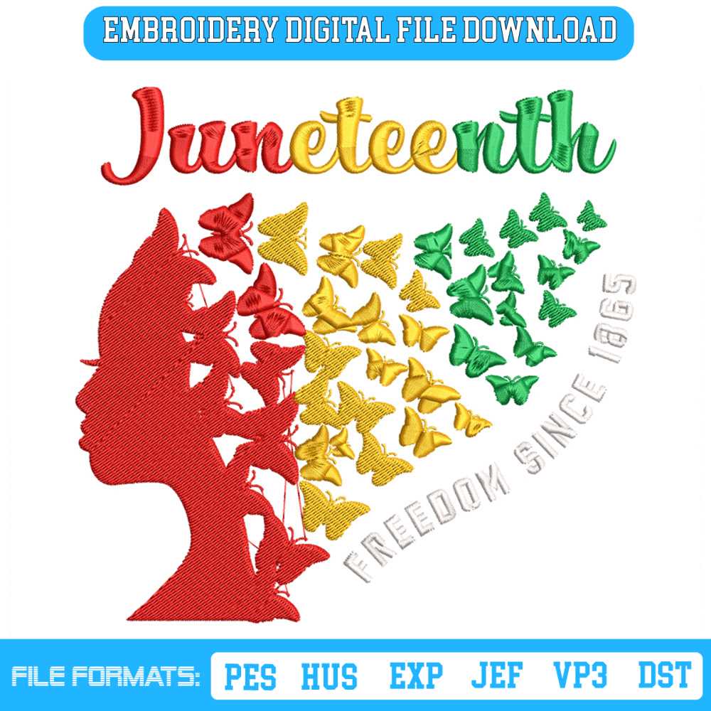 Black Woman Juneteenth Embroidery Designs File - Inspire Uplift