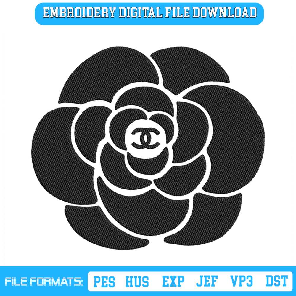 Chanel Flower Black Logo Embroidery Designs File, Chanel Mac | Inspire ...