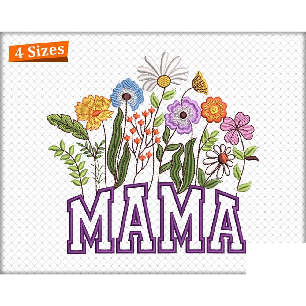 Mama Applique Embroidery Design, Floral Mama Machine Embroid | Inspire ...