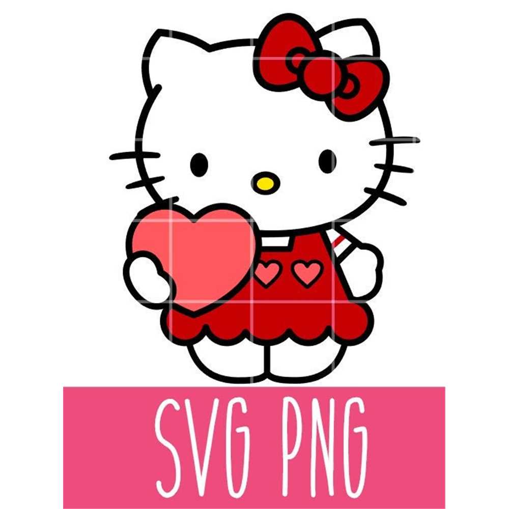 Cute Heart Kitty Svg, Hello Valentine Svg, Hello Kawaii Svg, | Inspire ...