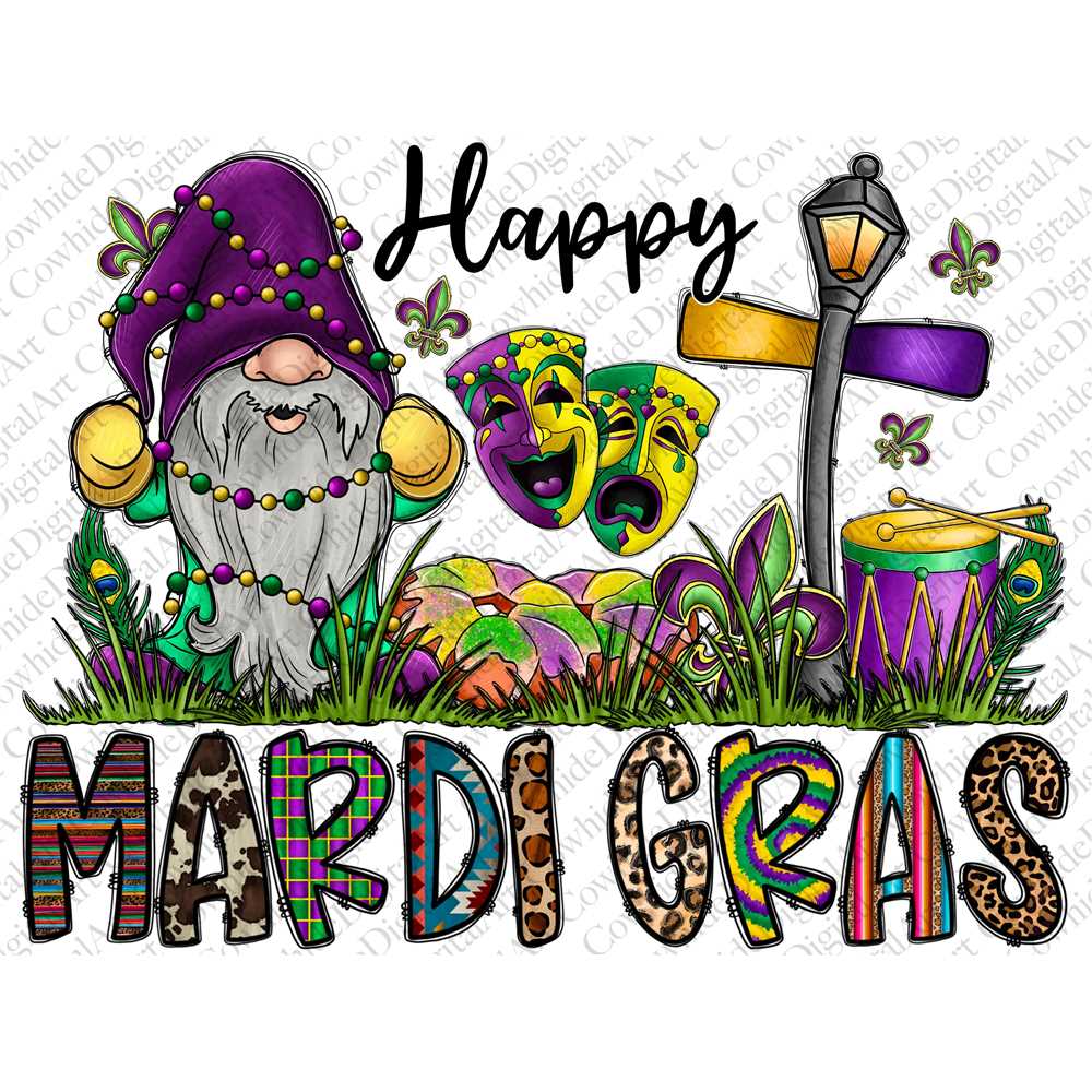 Happy Mardi Gras With Gnome Png Sublimation Design, Happy Ma - Inspire ...