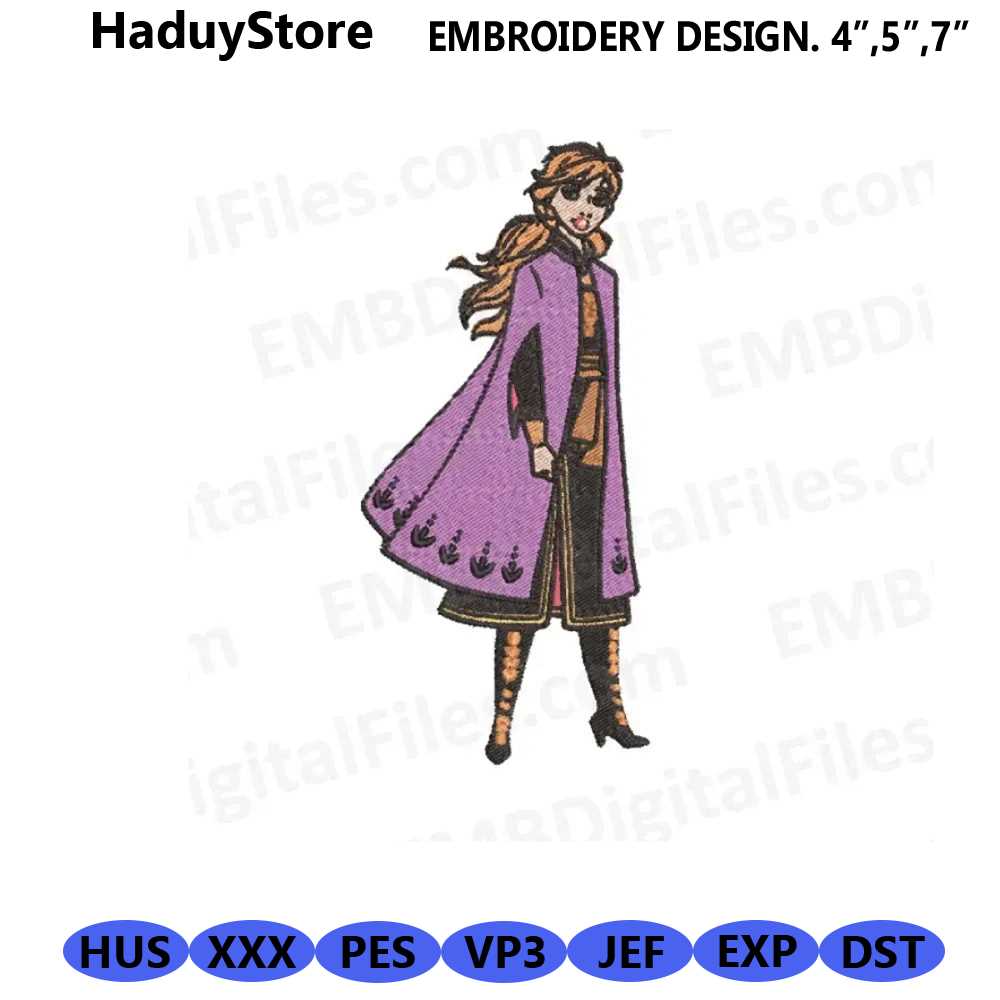 Anna Frozen Disney queen embroidery design, Disney Cartoon E | Inspire Uplift
