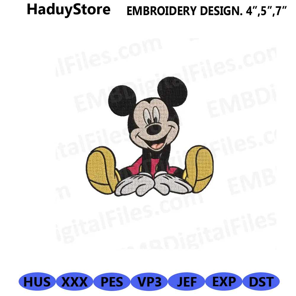 Baby Mickey Mouse cartoon digital embroidery Files, PES, DST | Inspire ...