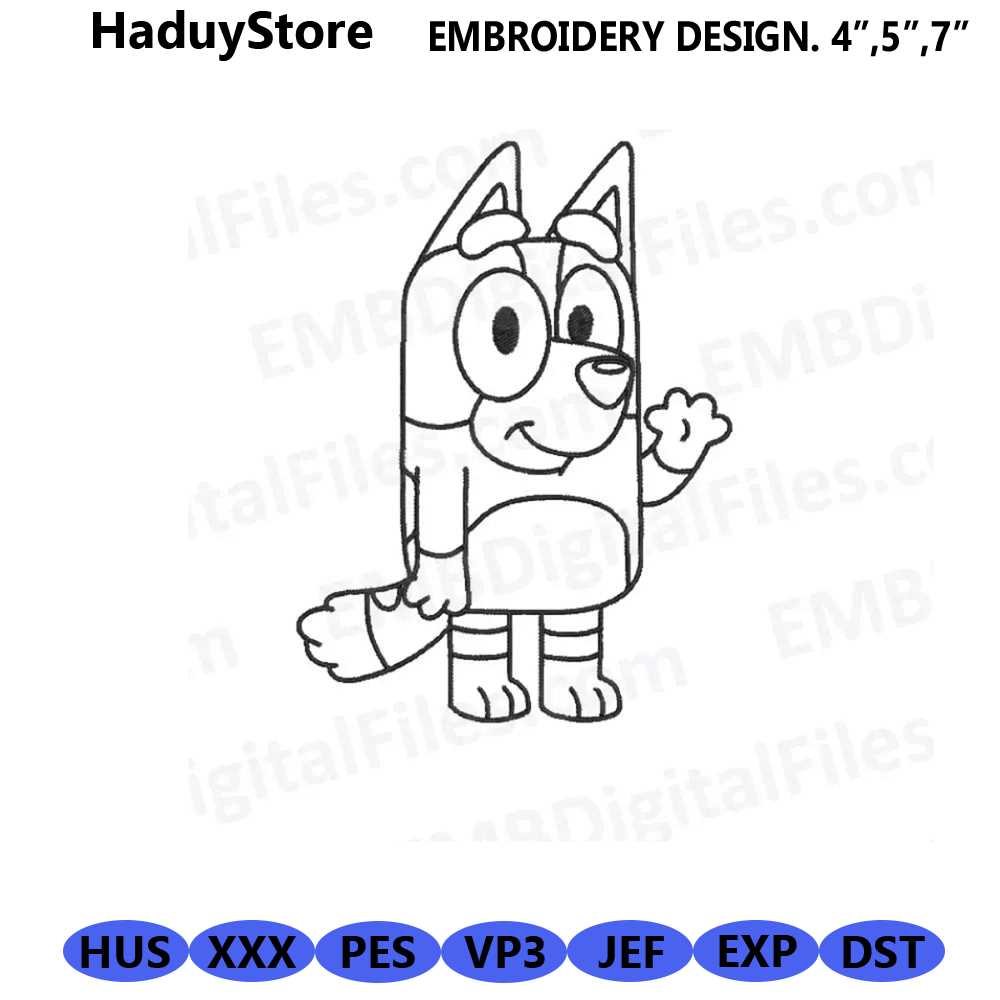 Bluey heeler puppy silhouette embroidery files free download | Inspire ...
