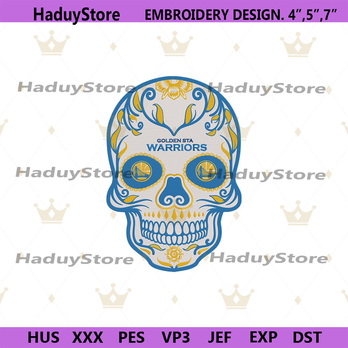 Golden State Warriors Skull Logo Machine Embroidery Design | Inspire Uplift