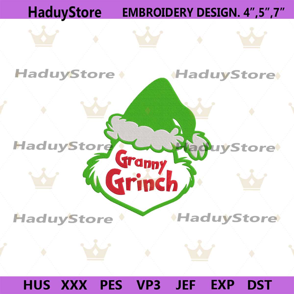 Granny Grinch Machine Embroidery, Grinch Face Christmas Mach | Inspire ...